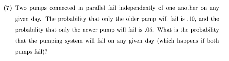 Solved (7) Two pumps connected in parallel fail | Chegg.com