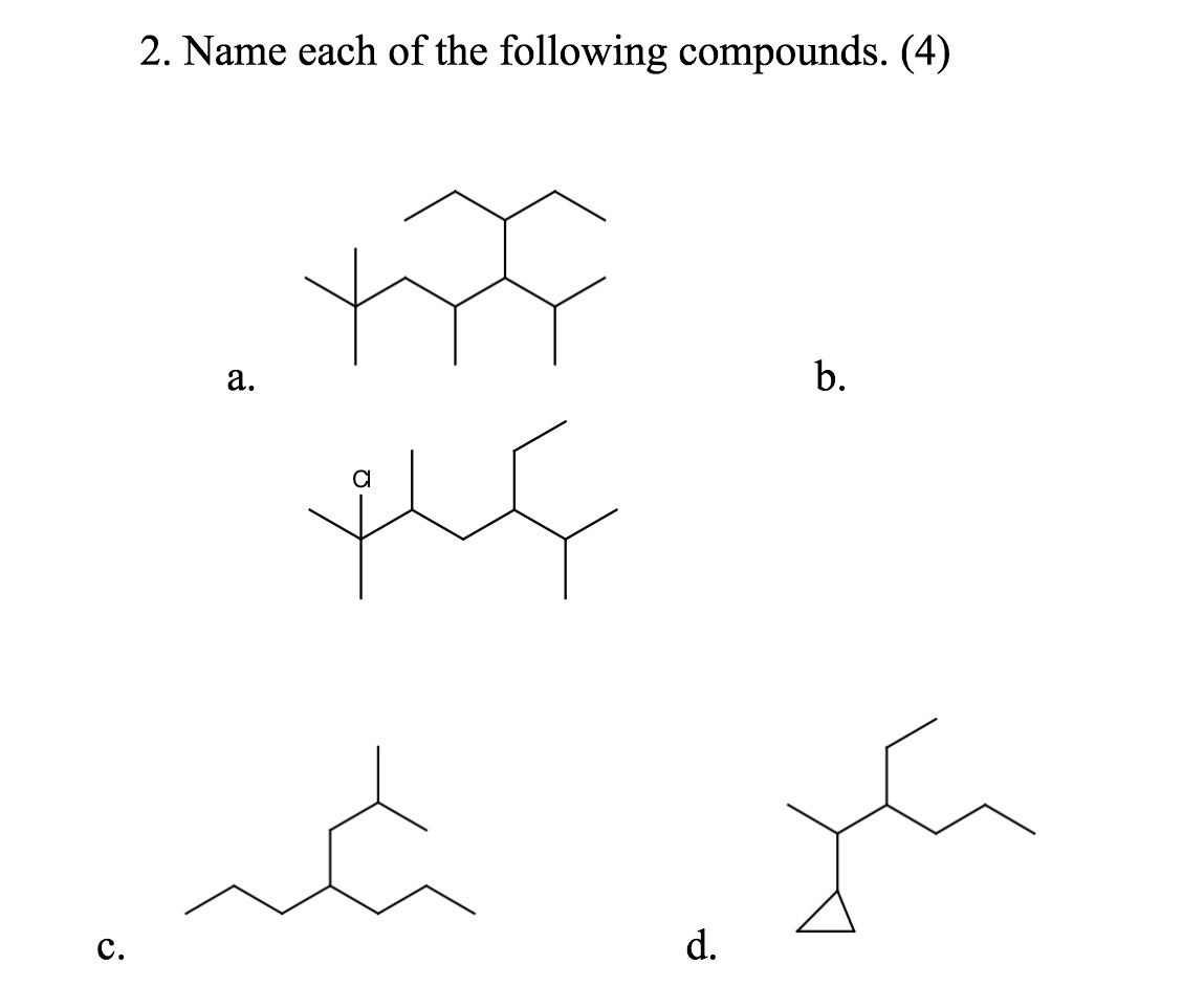 Solved Name each of the following compounds. | Chegg.com
