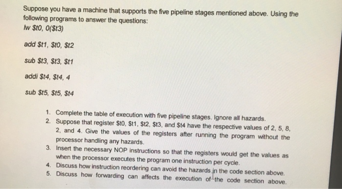 Solved Suppose you have a machine that supports the five | Chegg.com