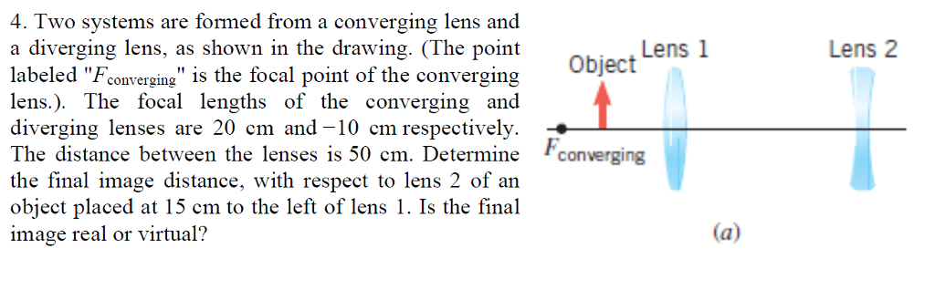 Solved 4. Two systems are formed from a converging lens and | Chegg.com