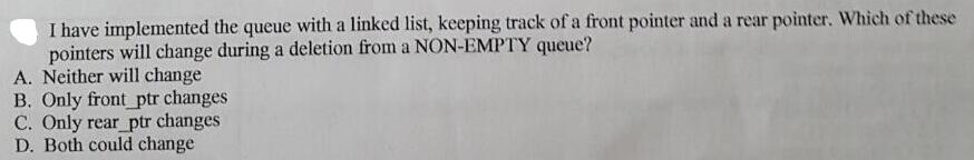 Solved I have implemented the queue with a linked list, | Chegg.com