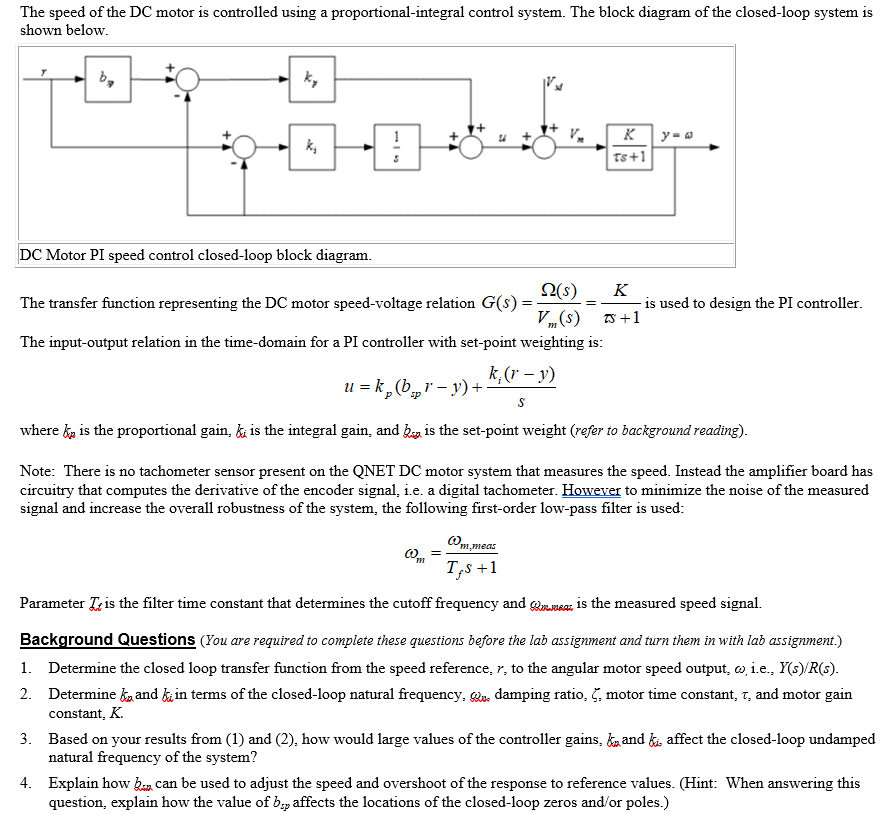 Solved The speed of the DC motor is controlled using a | Chegg.com