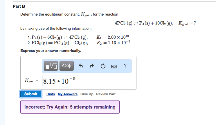 Solved t Combining Equilibrium Constants It is possible to | Chegg.com