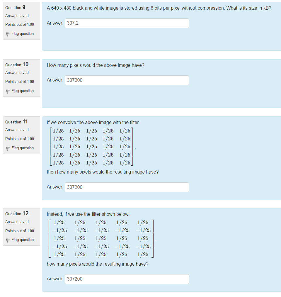 Solved A 640 times 480 black and white image is stored using | Chegg.com