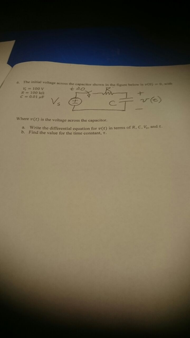 Solved 6. The initial voltage across the capacitor shown in | Chegg.com