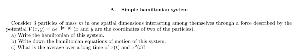 Solved A. Simple hamiltonian system Consider 3 particles of | Chegg.com