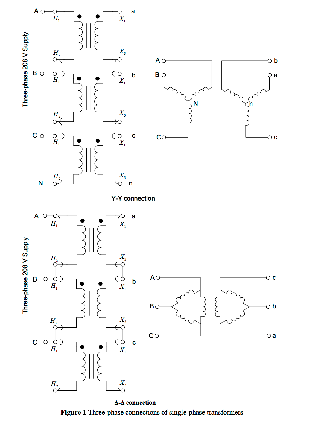 Solved THREE PHASE TRANSFORMERS CONNECTIONS Questions 1) | Chegg.com
