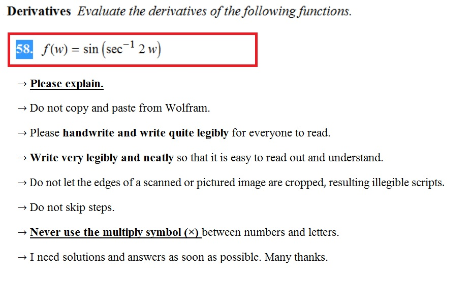 Solved Evaluate the derivatives of the following functions. | Chegg.com