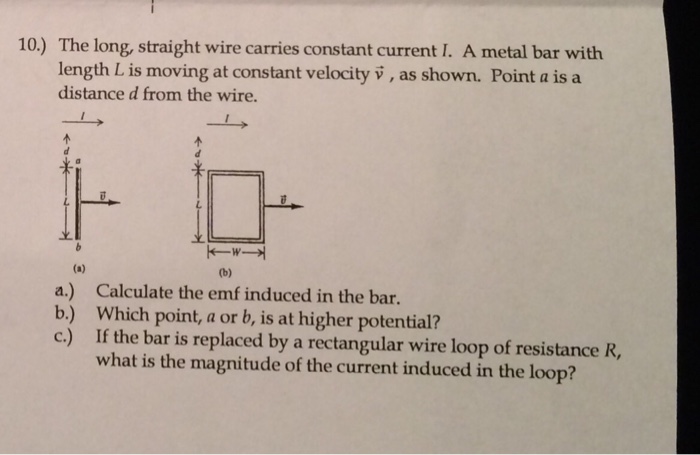 Solved The long, straight wire carries constant current I. A | Chegg.com