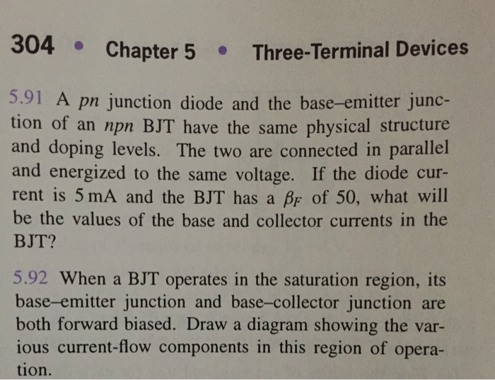 Solved Chapter 5 Three-Terminal Devices 304 5.91 A pn | Chegg.com