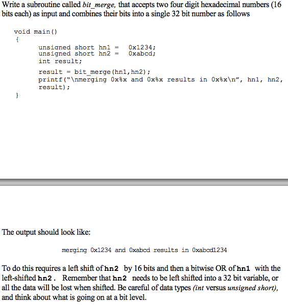 Solved Write A Subroutine Called Bit Merge That Accepts
