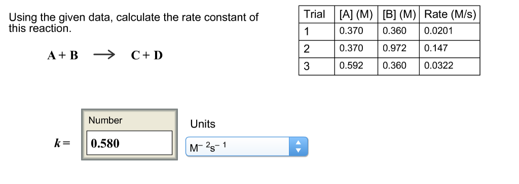 Solved Using the given data, calculate the rate constant | Chegg.com