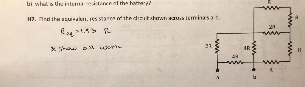 Solved b) what is the internal resistance of the battery? | Chegg.com