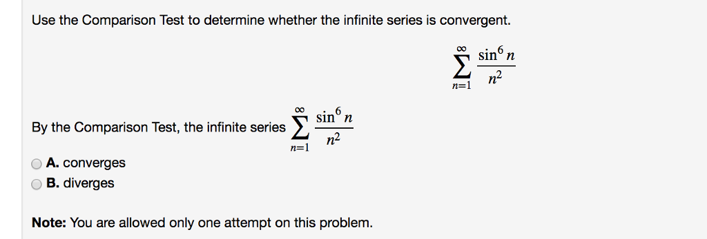 Solved Use the Comparison Test to determine whether the | Chegg.com