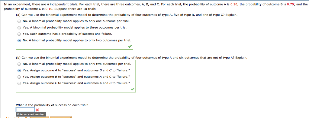 Solved In an experiment, there are n independent trials. For | Chegg.com
