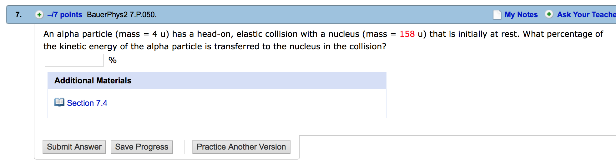 Solved An alpha particle (mass = 4 u) has a head-on, elastic | Chegg.com