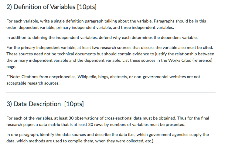 For each variable, write a single definition | Chegg.com