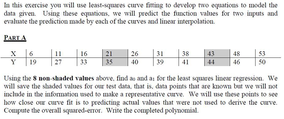 Solved You will use least-squares curve fitting to develop | Chegg.com