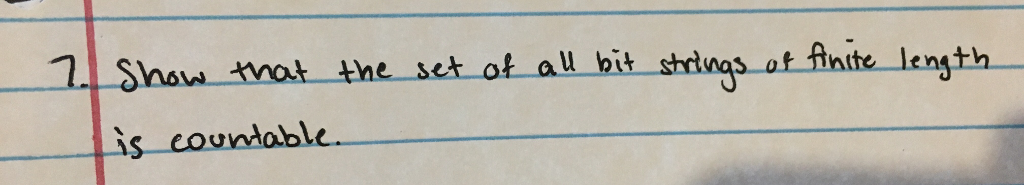 Solved Show that the set of all bit strings of finite length | Chegg.com