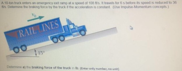 Solved A 10 ton truck enters an emergency exit ramp at a | Chegg.com