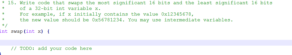 Solved Write code that swaps the most significant 16 bits | Chegg.com