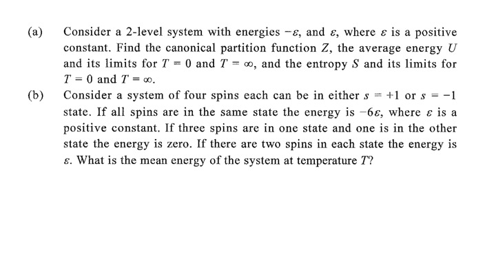 Solved Consider a 2-level system with energies - epsilon, | Chegg.com
