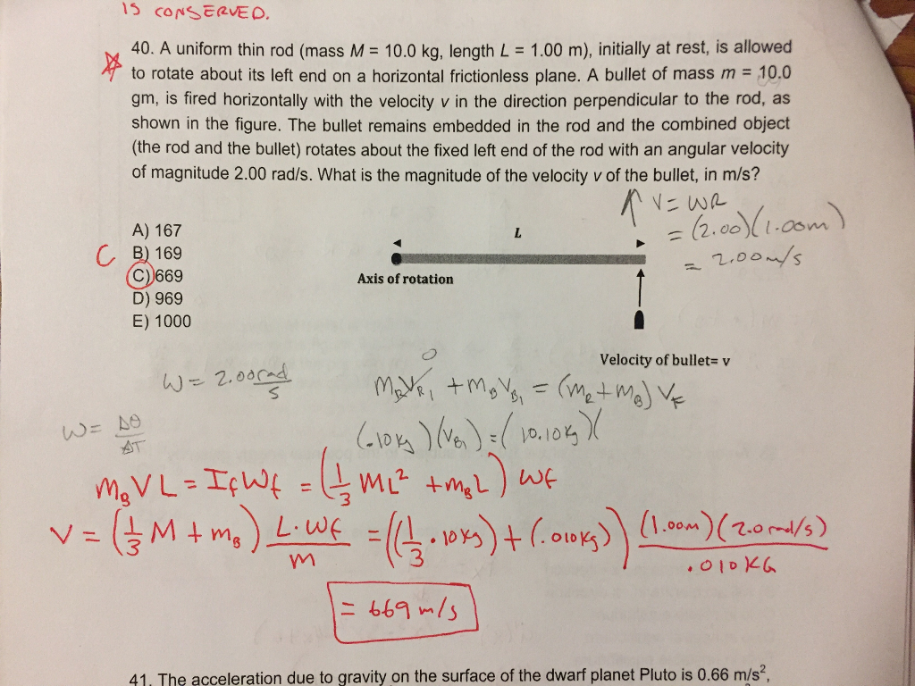 Solved A uniform thin rod (mass M = 10.0 kg, length L = | Chegg.com