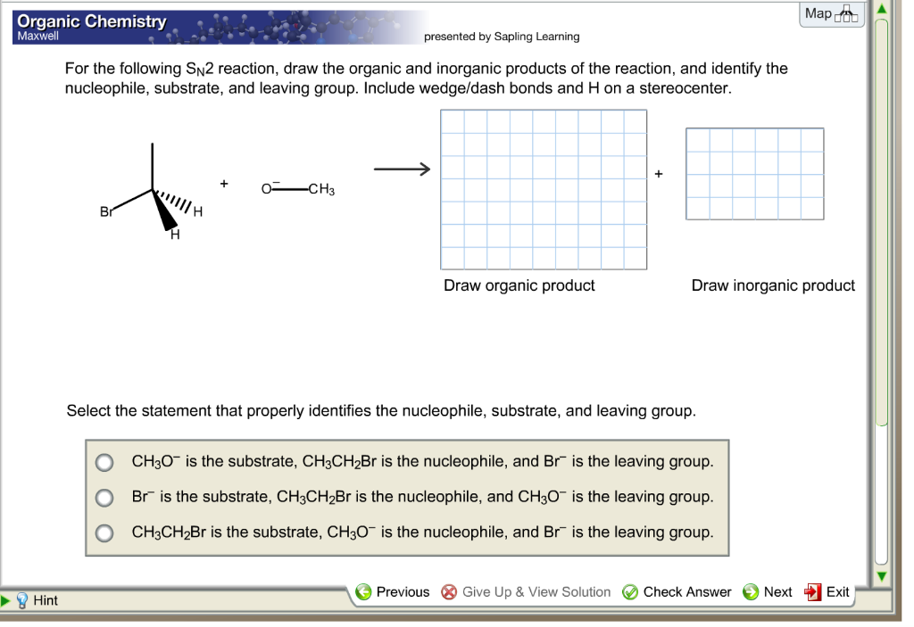Solved: For The Following Sn2 Reaction, Draw The Organic A... | Chegg.com