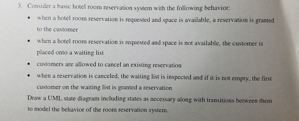 Solved Consider a basic hotel room reservation system with | Chegg.com