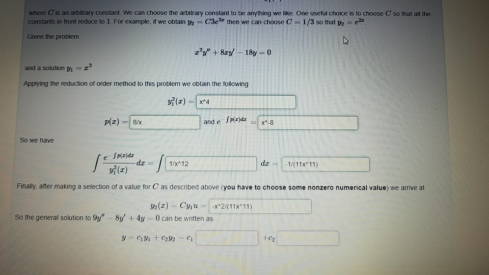 Solved where C is an arbitrary constant. We can choose the | Chegg.com