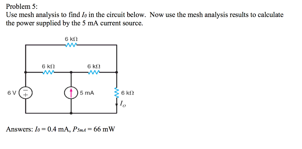 Solved Use mesh analysis to find I_0 in the circuit below. | Chegg.com