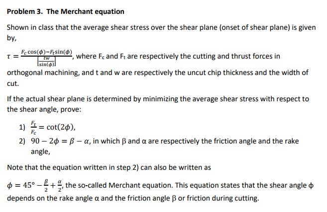 Solved Problem 3. The Merchant equation Shown in class that | Chegg.com