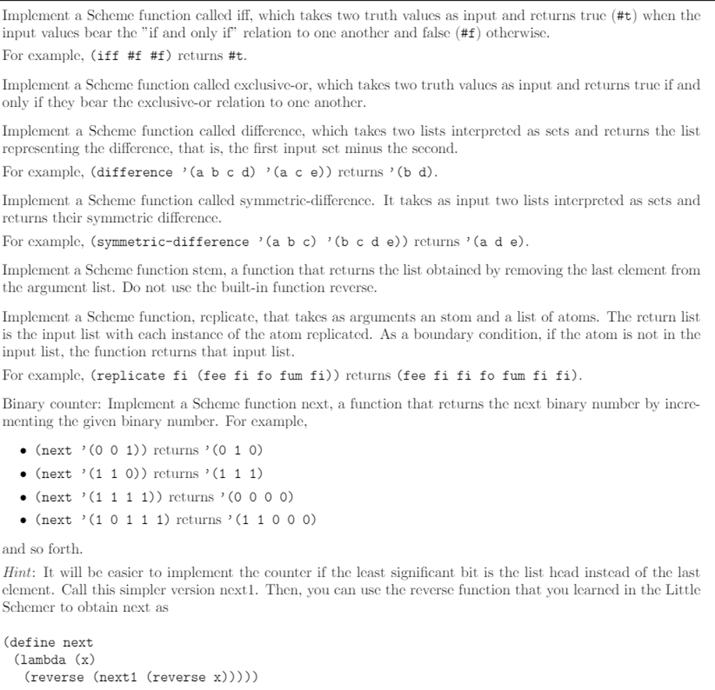 How To Implement A Function In Scheme Drracket
