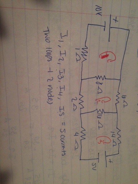 Solved I1,I2,I3,I4,I5 = 5 currents two loops + 2 nodes | Chegg.com