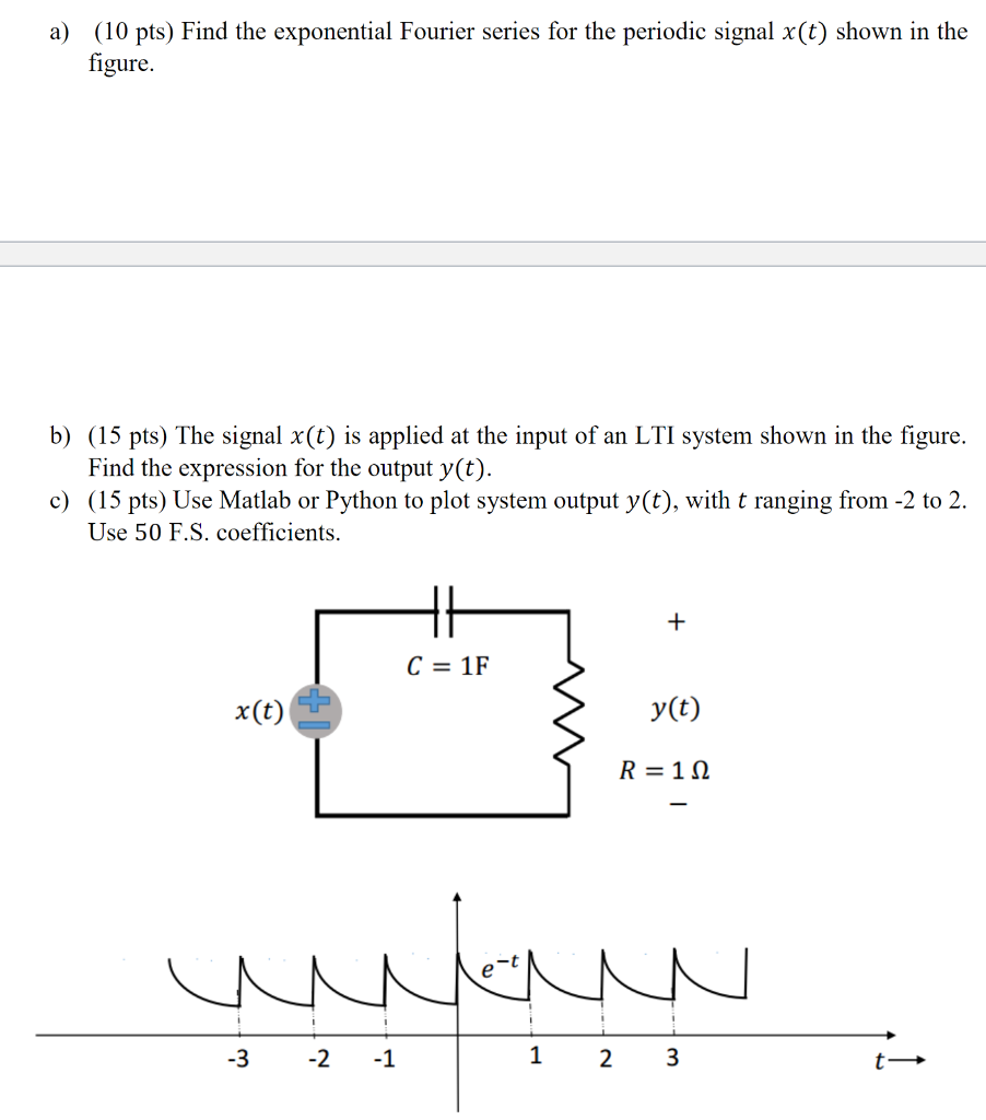 Solved (10 pts) Find the exponential Fourier series for the | Chegg.com