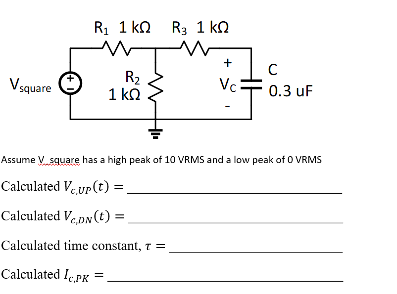 Solved R2 Vc0.3 uF V. square Assume V square has a high peak | Chegg.com