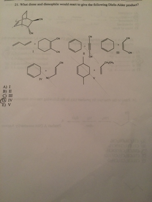 Solved 21. What diene and dienophile would react to give the | Chegg.com