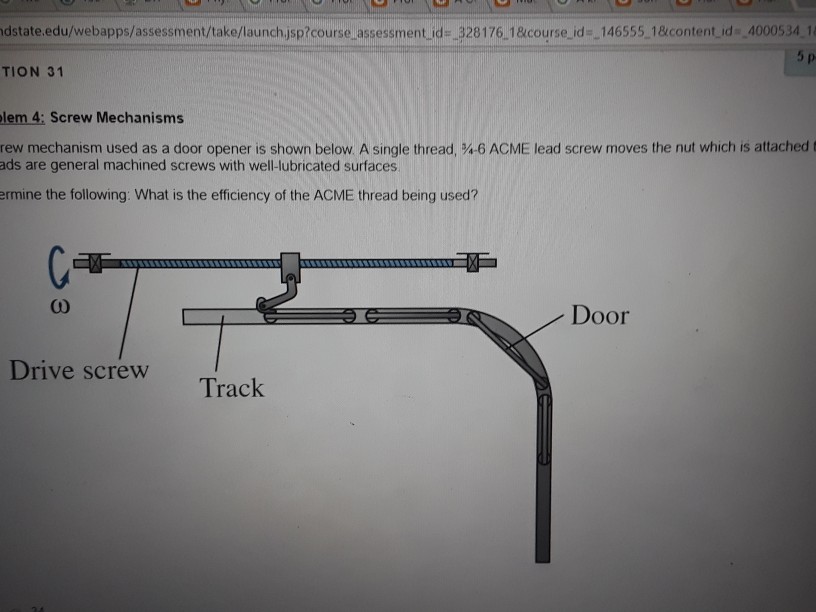 Solved em 4: Screw Mechanisms ew mechanism used as a door | Chegg.com