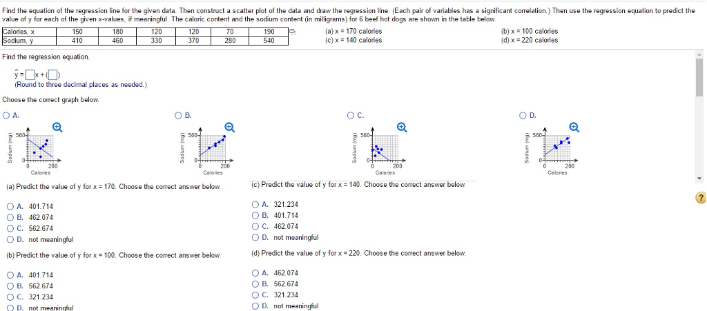 Solved Find the equation of the regression line for the | Chegg.com