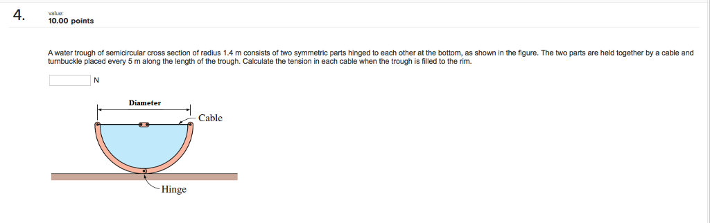 Solved A water trough of semicircular cross section of | Chegg.com