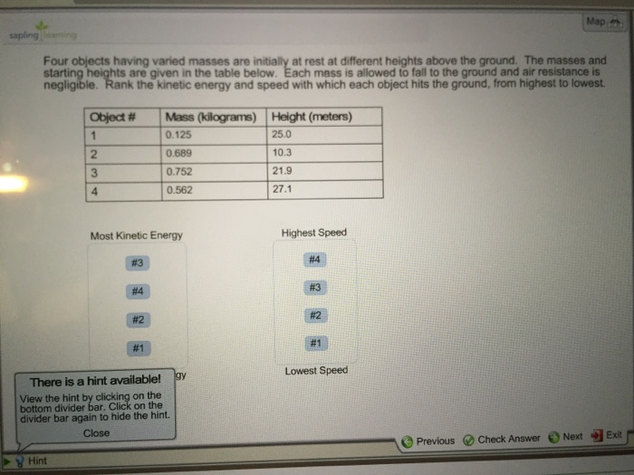 Solved Four objects having varied masses are initially at | Chegg.com