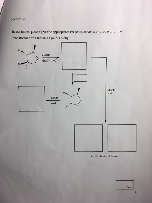 Solved In the boxes, please give the appropriate reagents, | Chegg.com
