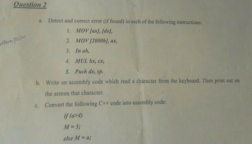 Solved Detect und correct error (if found) in each of the | Chegg.com
