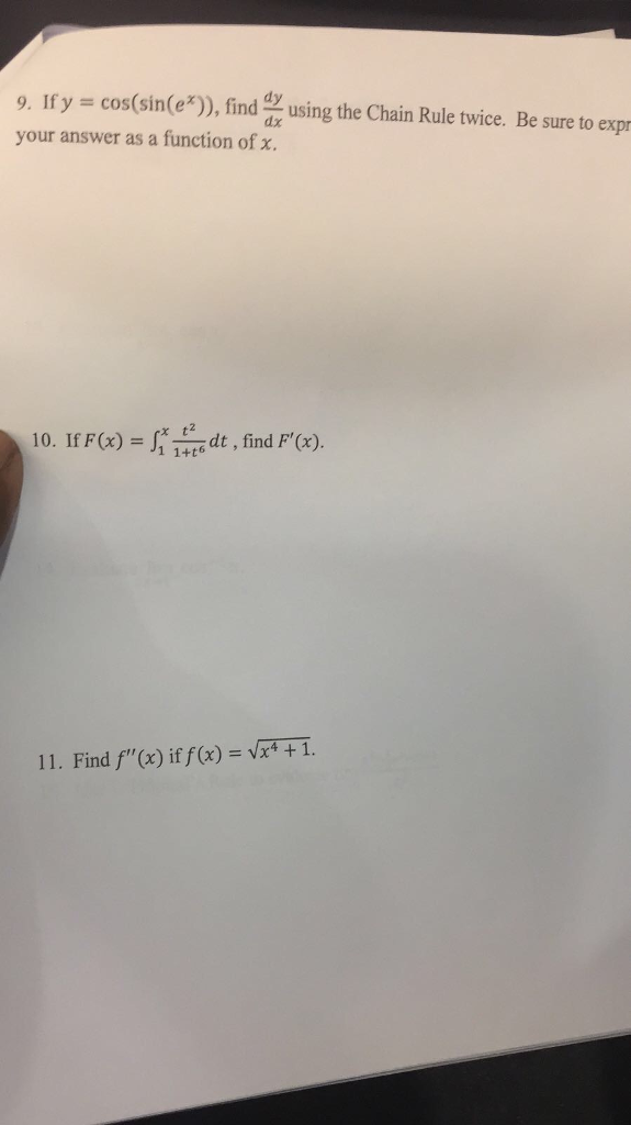Solved If y = cos(sin(e^x)), find dy/dx using the Chain Rule | Chegg.com