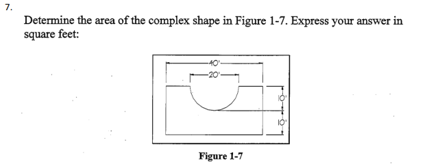 Solved 7. Determine the area of the complex shape in Figure | Chegg.com