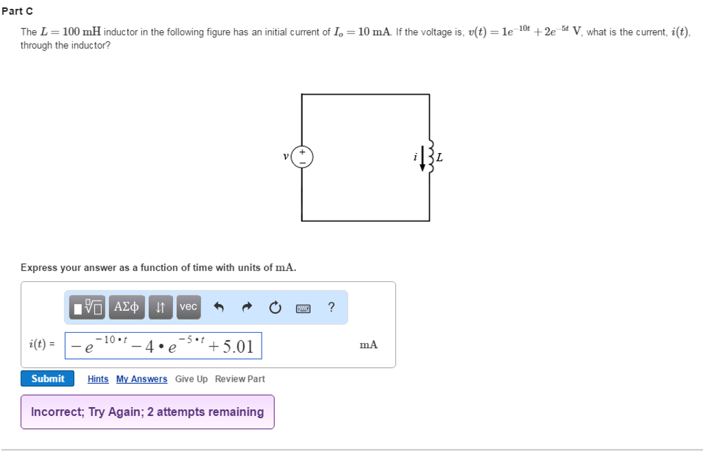 Solved The L = 100 mH inductor in the following figure has | Chegg.com