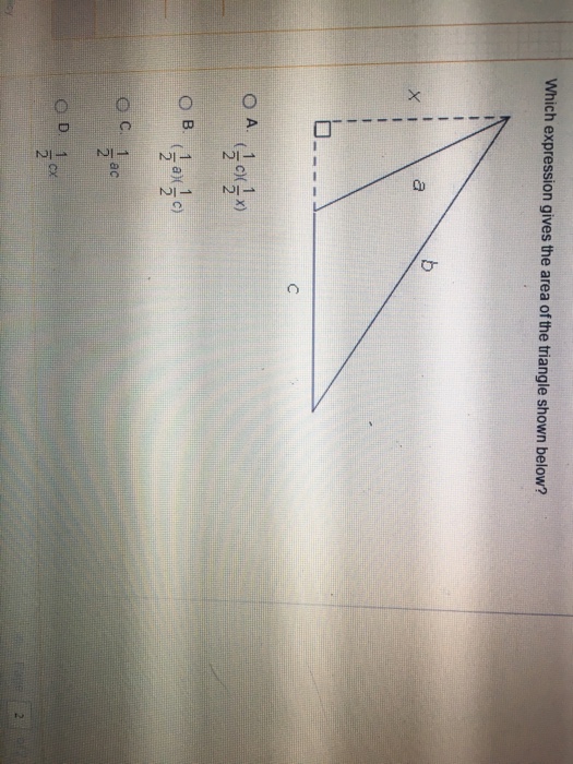 Solved Which expression gives the area of the triangle shown | Chegg.com