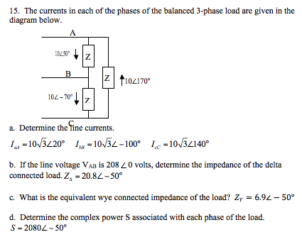 Solved 15·The currents in each of the phases of the balanced | Chegg.com