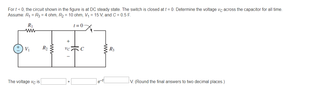 Solved For t 0, the circuit shown in the figure is at DC | Chegg.com