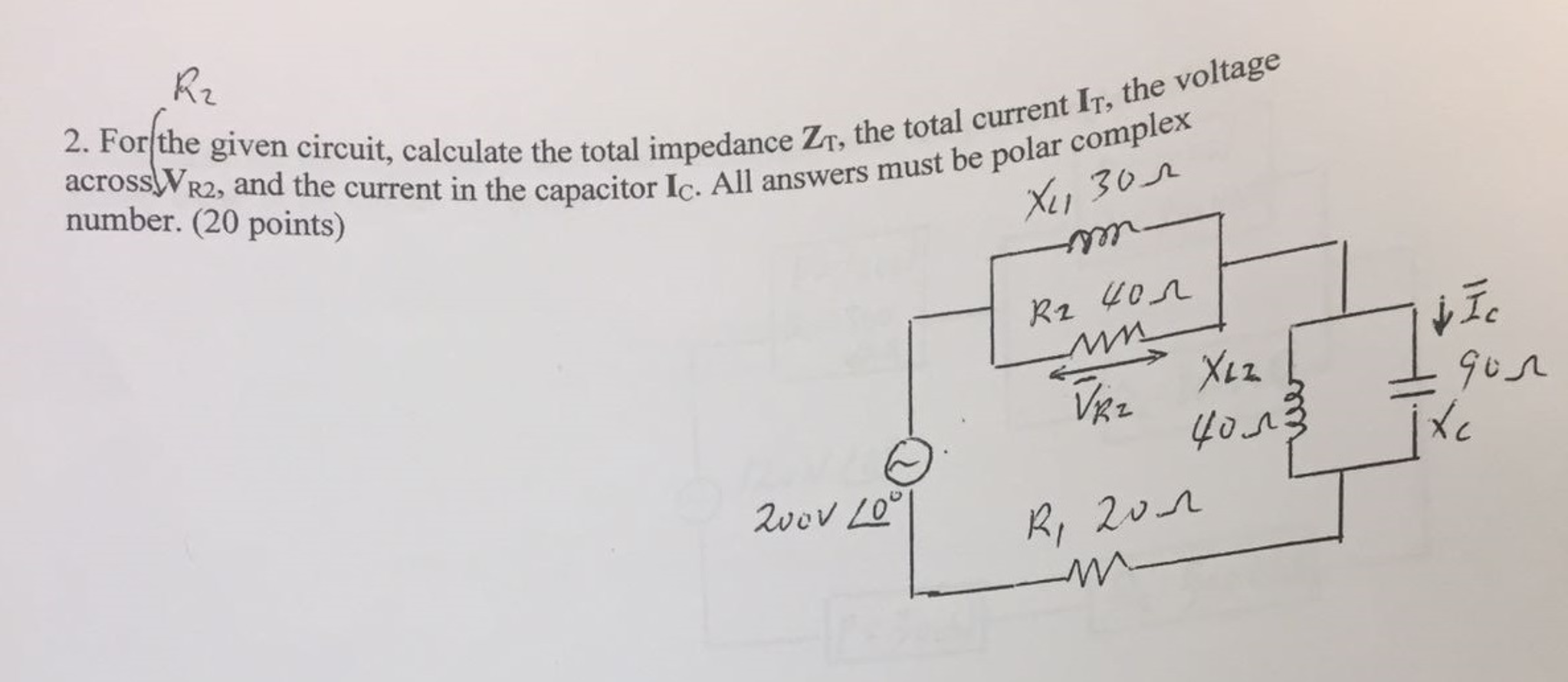 Solved For the given circuit, calculate the total impedance | Chegg.com